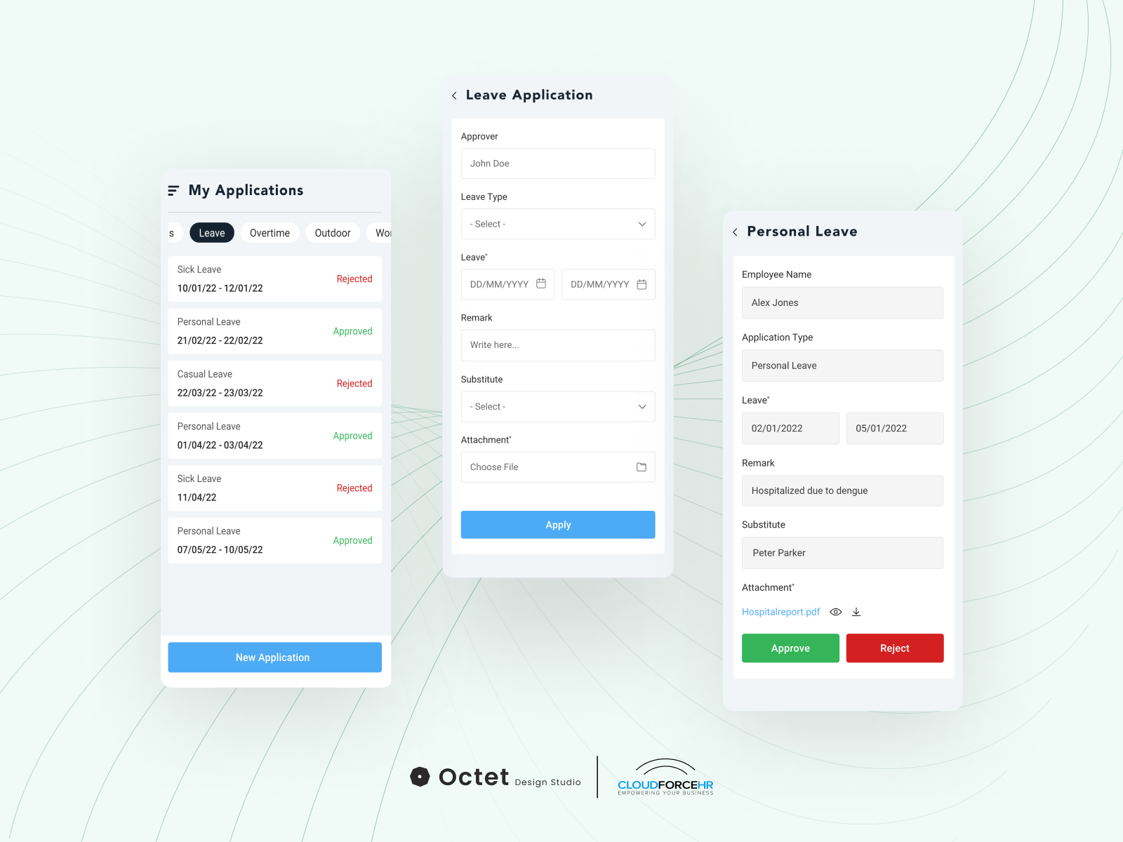 Cloudforce HR Mobile App - Apply and Approve Leaves by Octet Design Studio on Dribbble