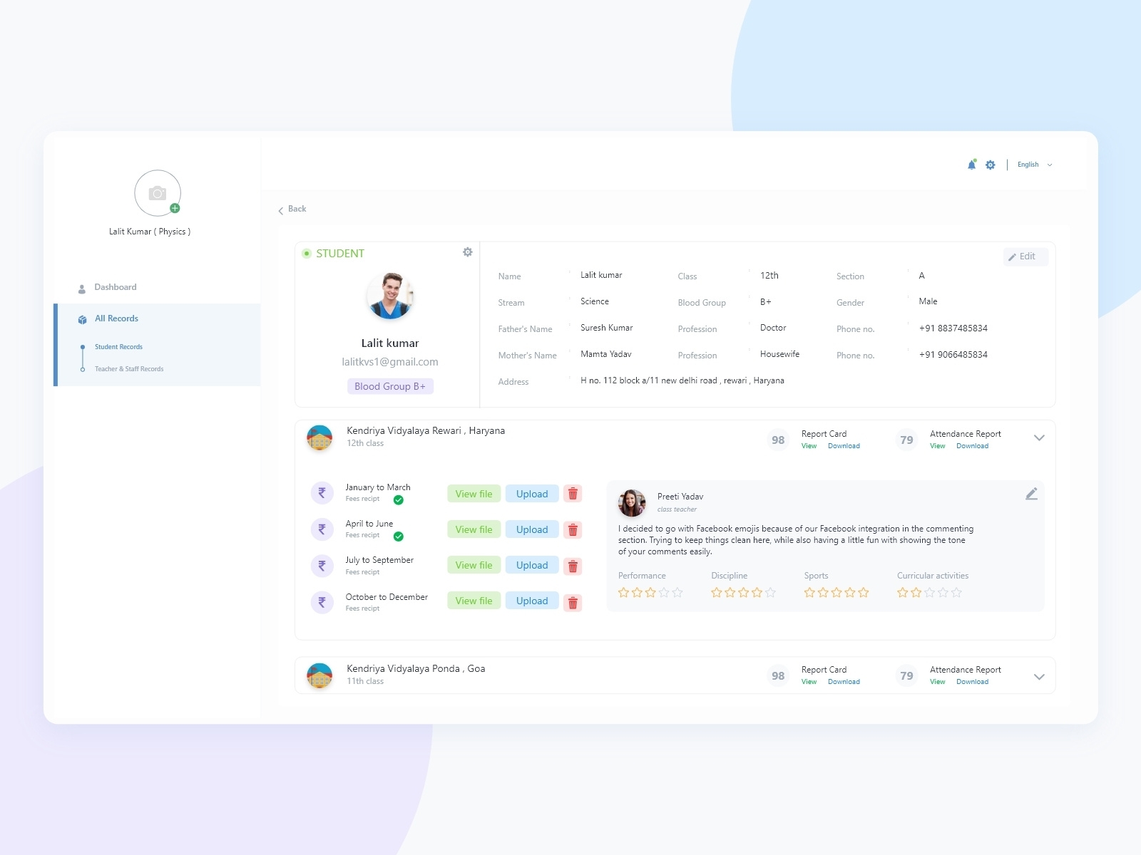 Student Profile by Lalit kumar on Dribbble