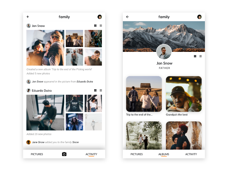 Family - social network by Marie-Lou Wechsler on Dribbble
