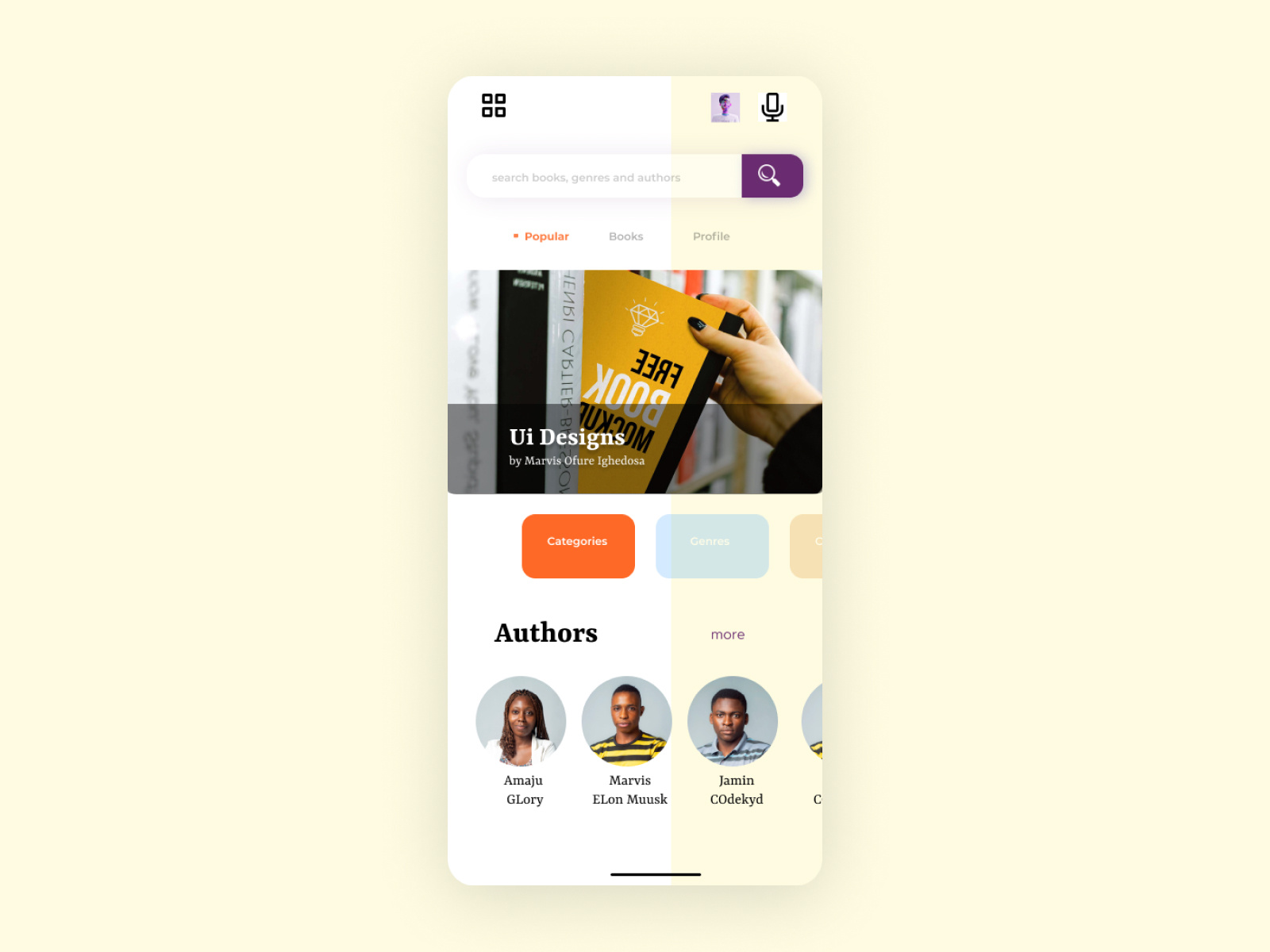 Book app ui by Marvis on Dribbble