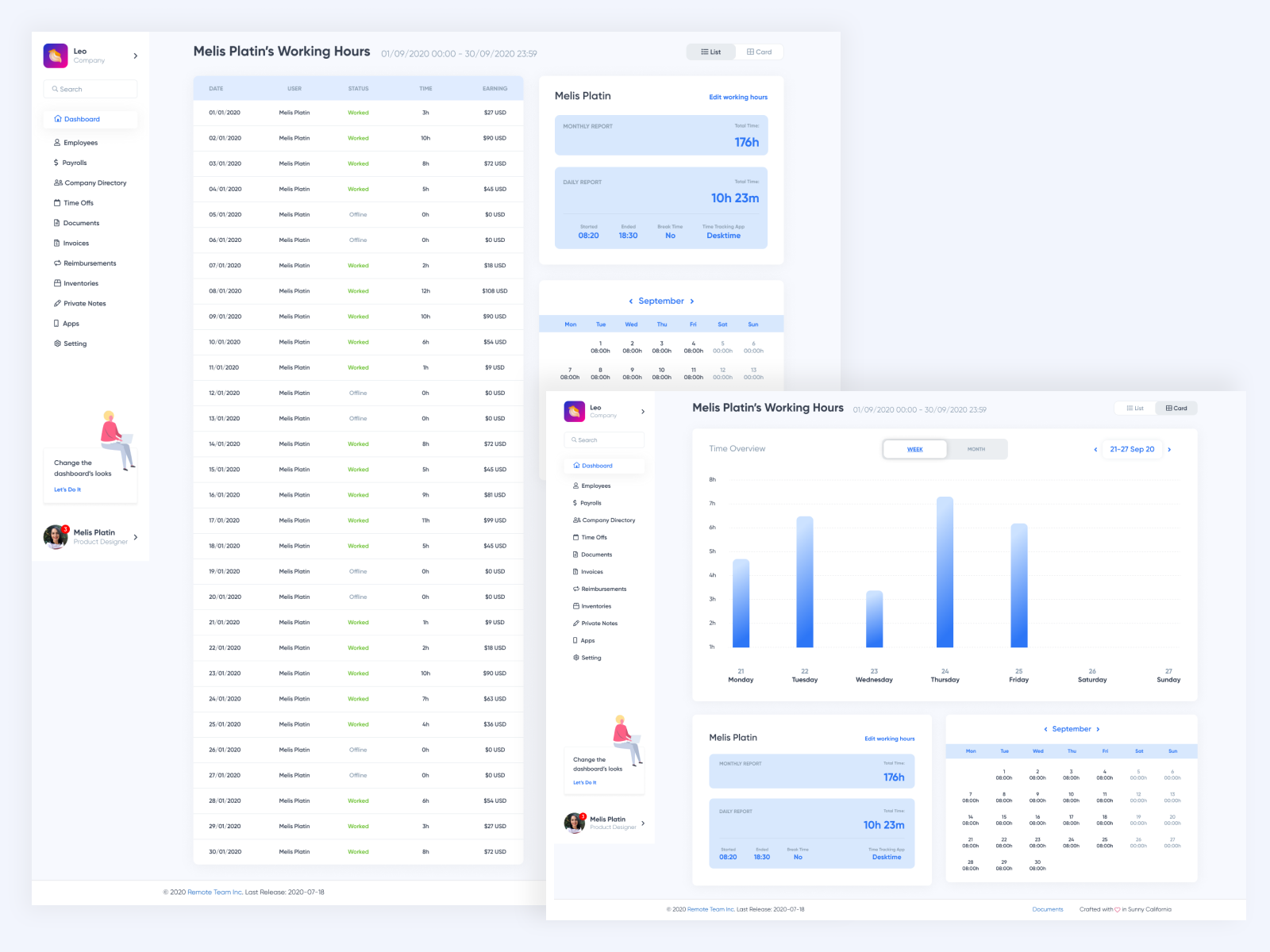 Time Tracking - Working Hours Report by Melis on Dribbble