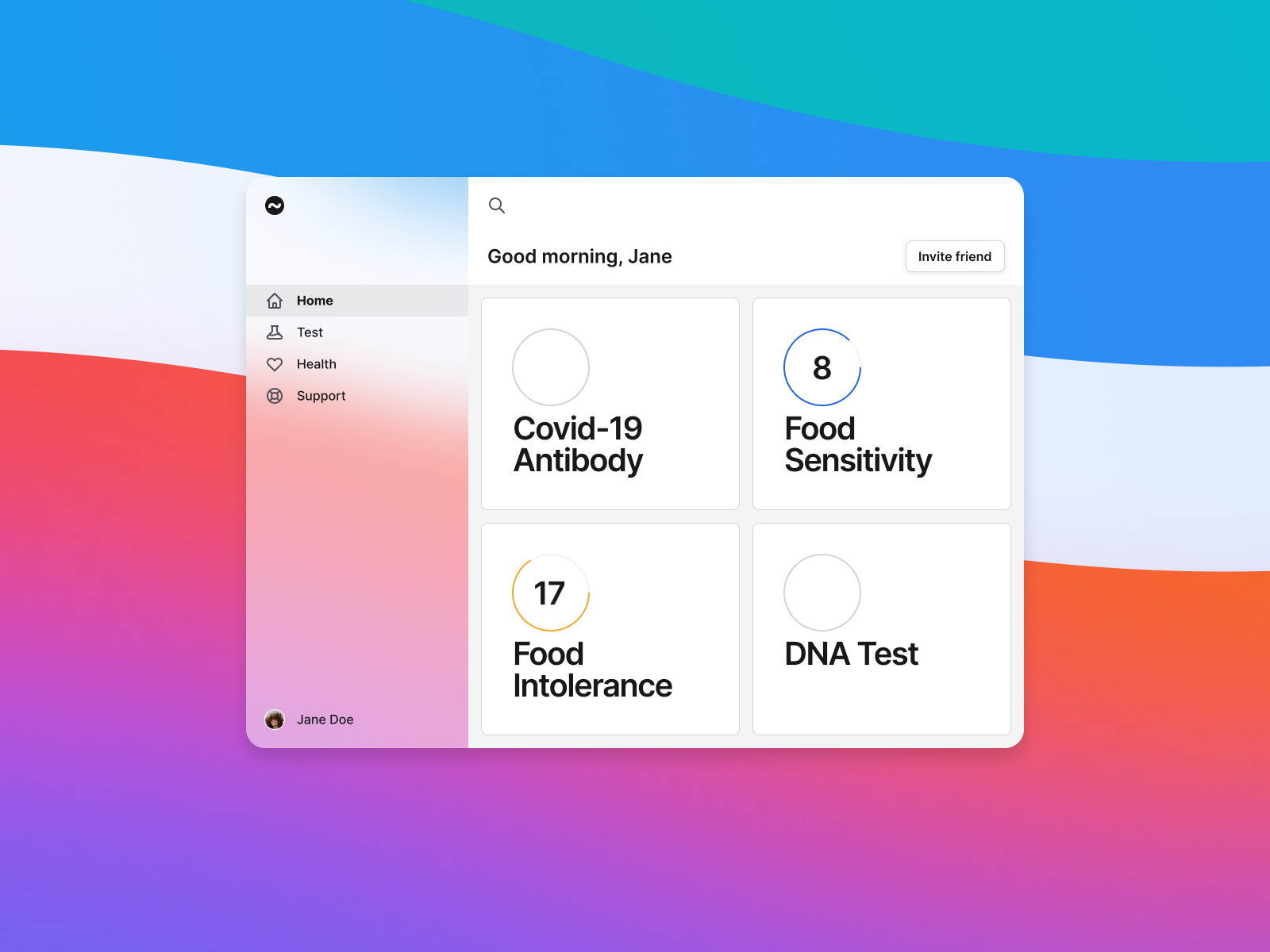 Allergy app home dashboard page project by Roy Quilor on Dribbble