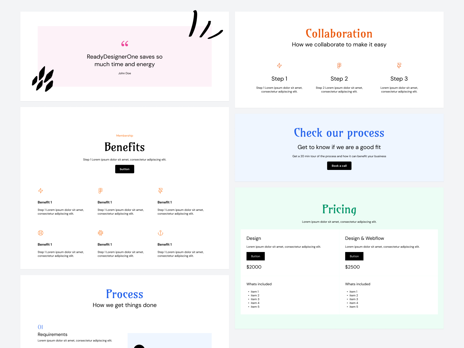 No code agency website sections for landing page by Roy Quilor on Dribbble