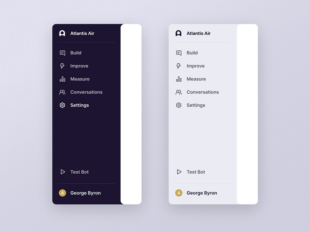Dashboard Menu by Liam Bolton on Dribbble