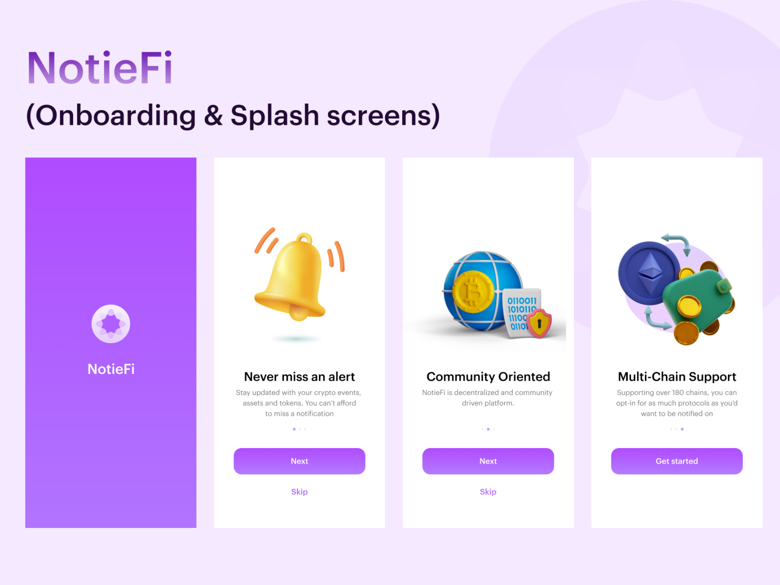 NotieFi - DeFi Notification System Onboarding Screens by Solaru ...