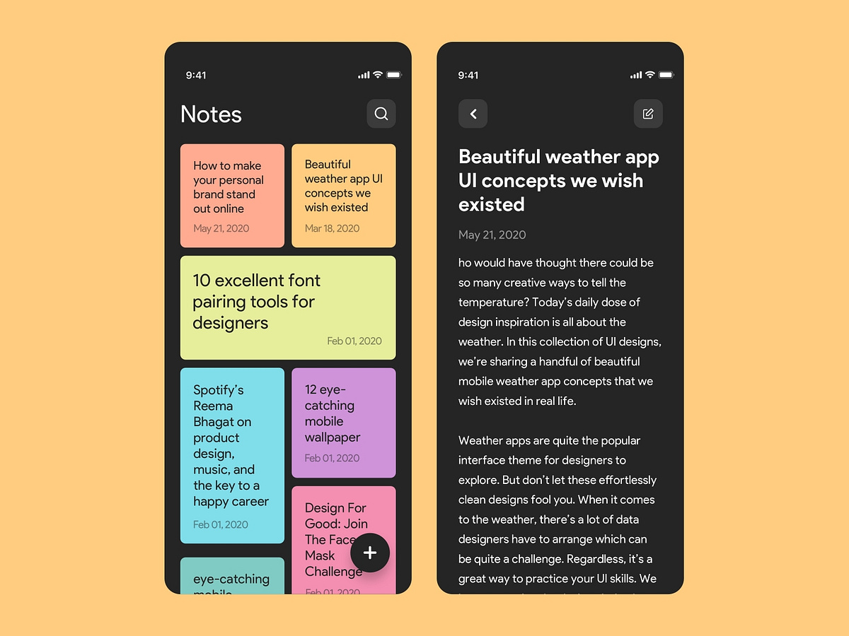 A simple and lightweight note app by Amal on Dribbble