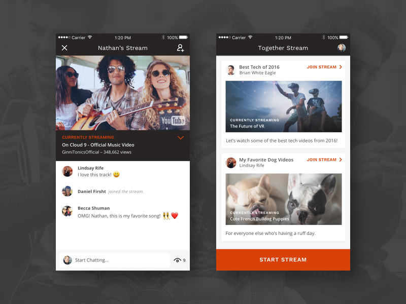 Together Stream UI by Jessica Leavitt for IBM Cloud Experience Lab on ...
