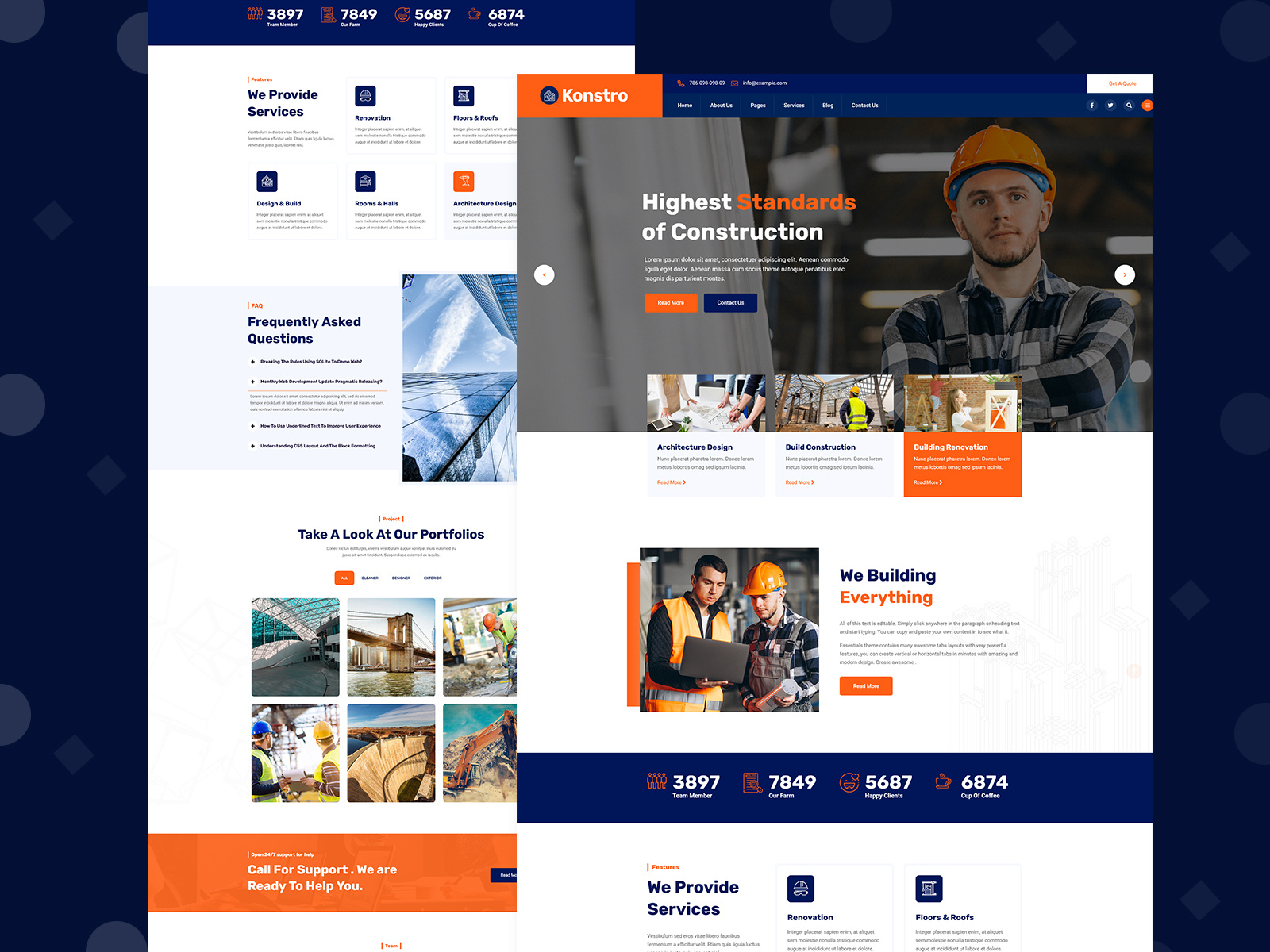 Konstro – Construction WordPress Theme by Subhan on Dribbble