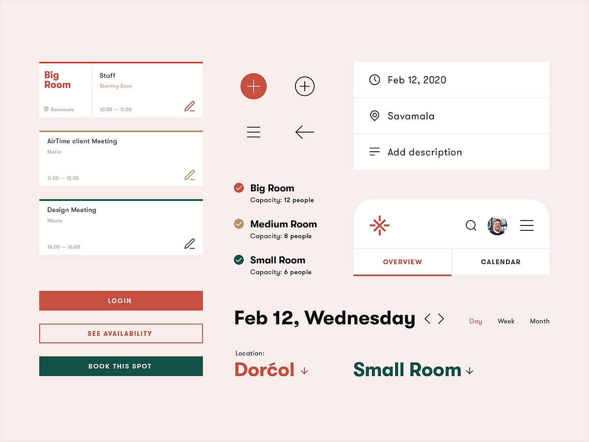 Meeting Rooms — Booking app [UI Components] by Olga Vajagić on Dribbble