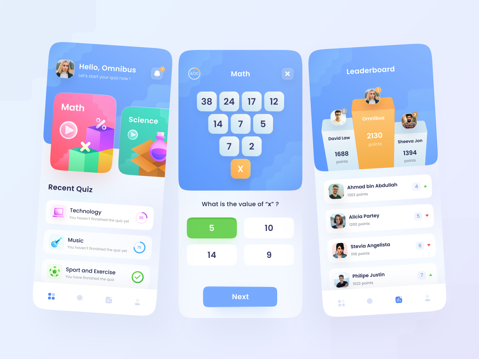 Quiz App by Rizal Gradian for Vektora on Dribbble