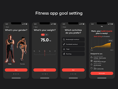 Fitness app personal goal setting by Vitaliy Malyushko on Dribbble