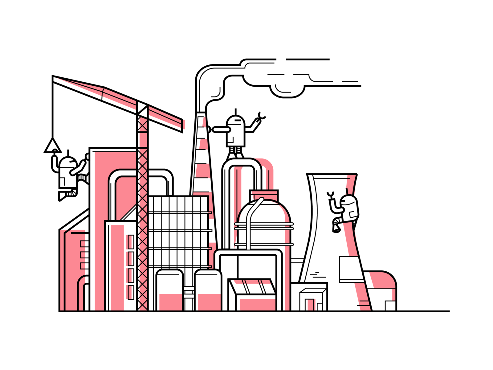 Robot Illustrations for client one-pager by Aesthetic on Dribbble