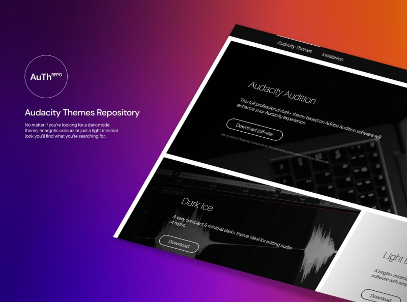 Audacity Themes Repository website by Norbert Kowalczyk on Dribbble