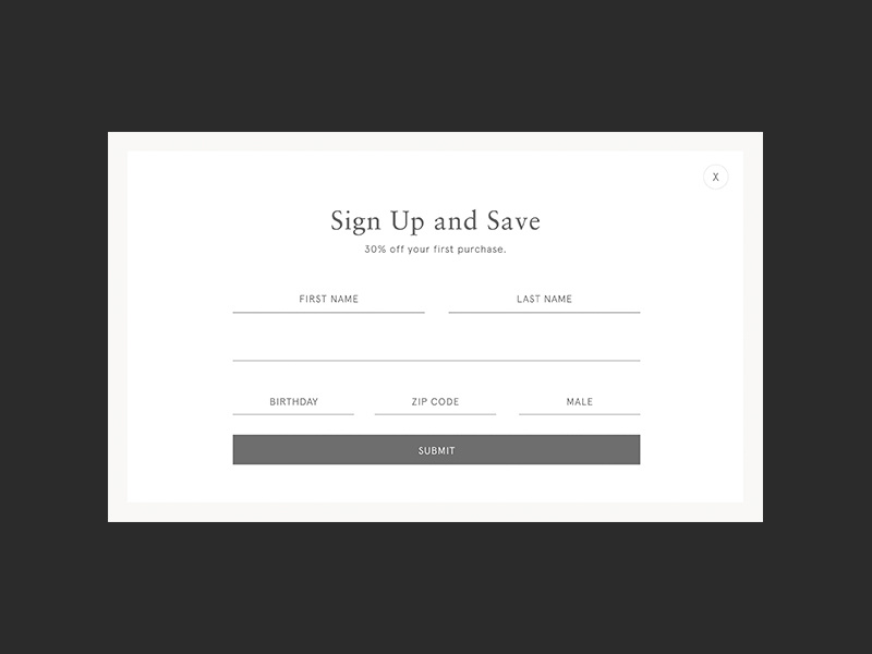 alternative apparel signup form by Morgan Emery on Dribbble
