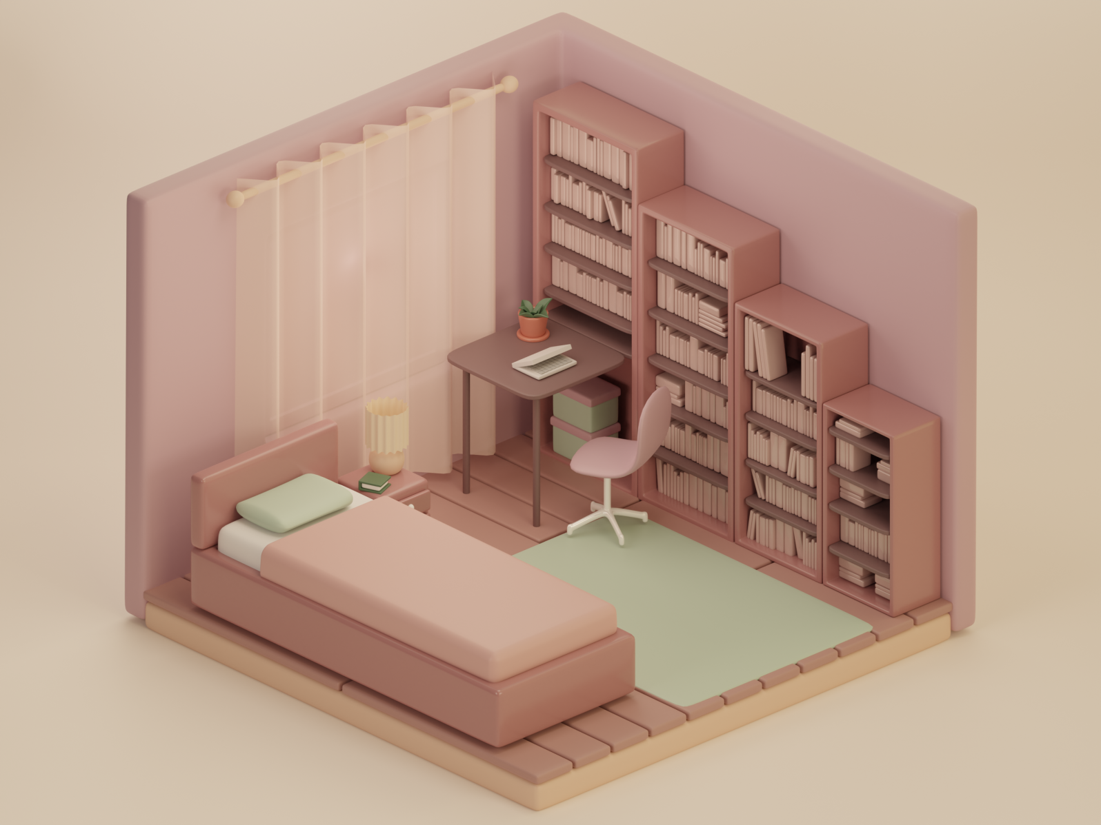 3d Isometric Bedroom by Andrada Simion on Dribbble