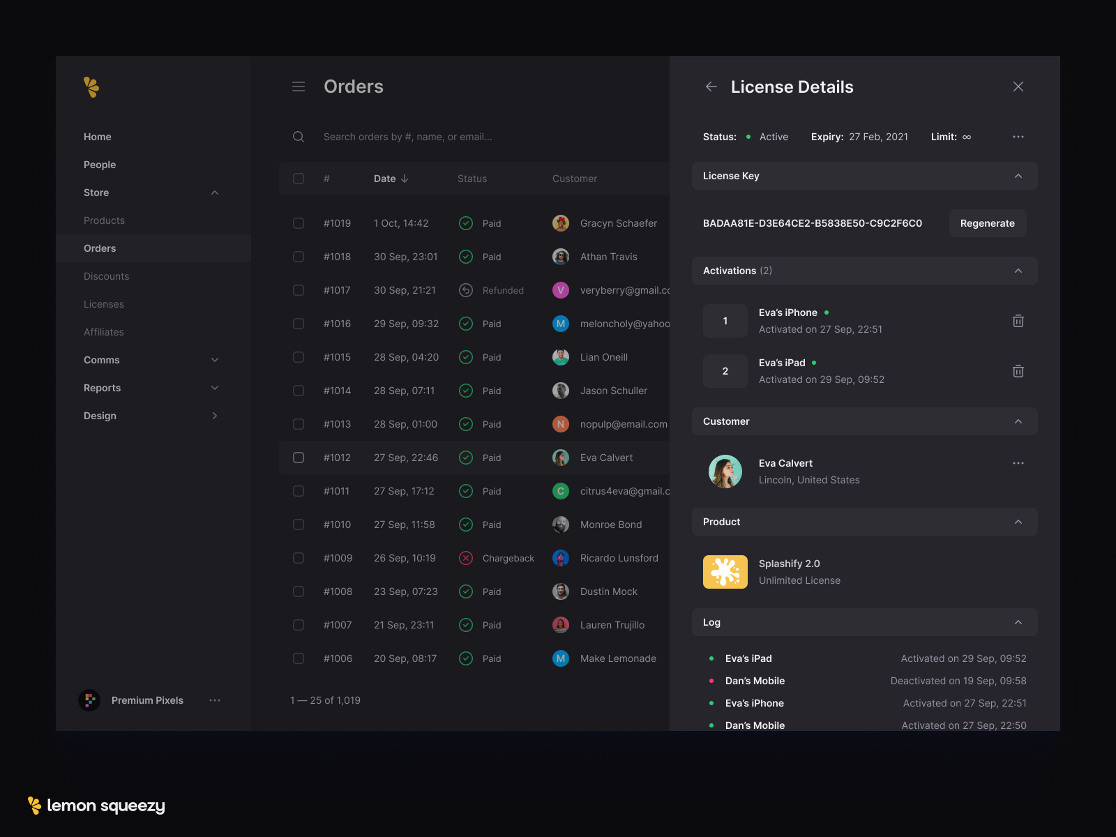 License Panel by Orman Clark for Lemon Squeezy on Dribbble