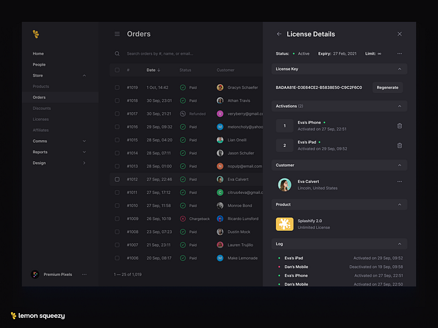 License Panel by Orman Clark for Lemon Squeezy on Dribbble