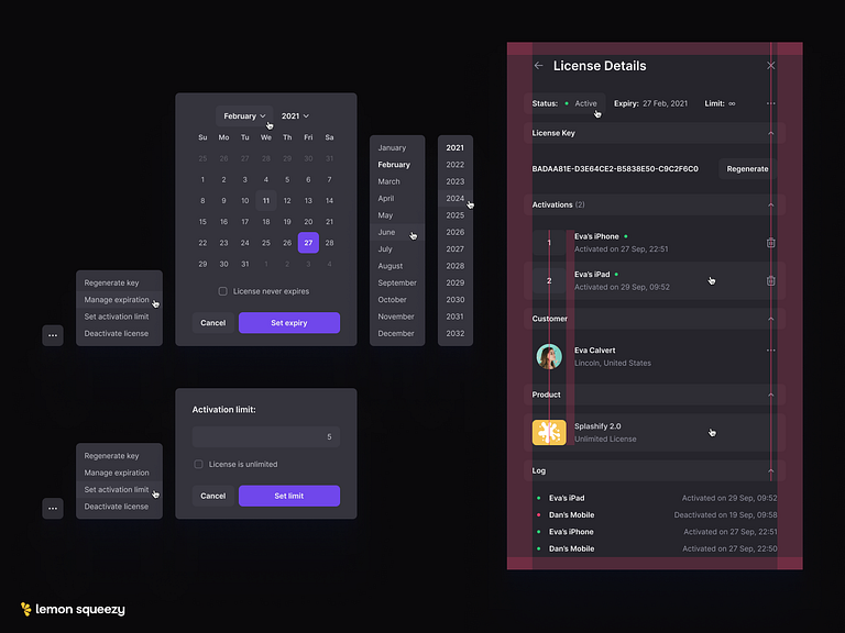 License Panel by Orman Clark for Lemon Squeezy on Dribbble