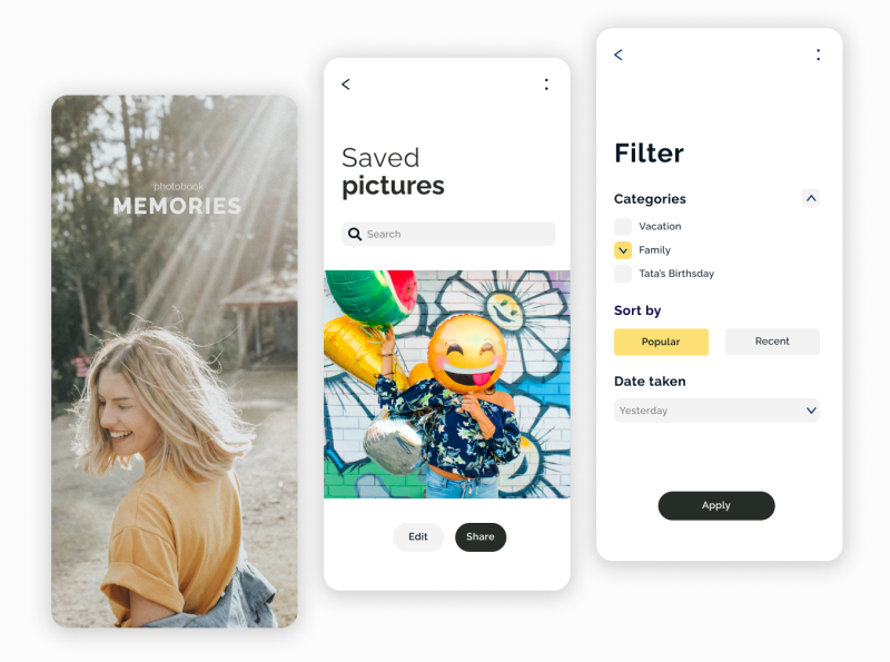 Photobook application Memories by Oksana Ivanova on Dribbble