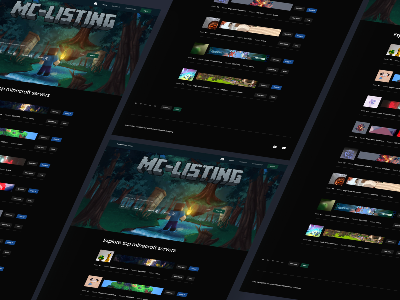 Minecraft Servers — Homepage by Abraham for osenorth. on Dribbble