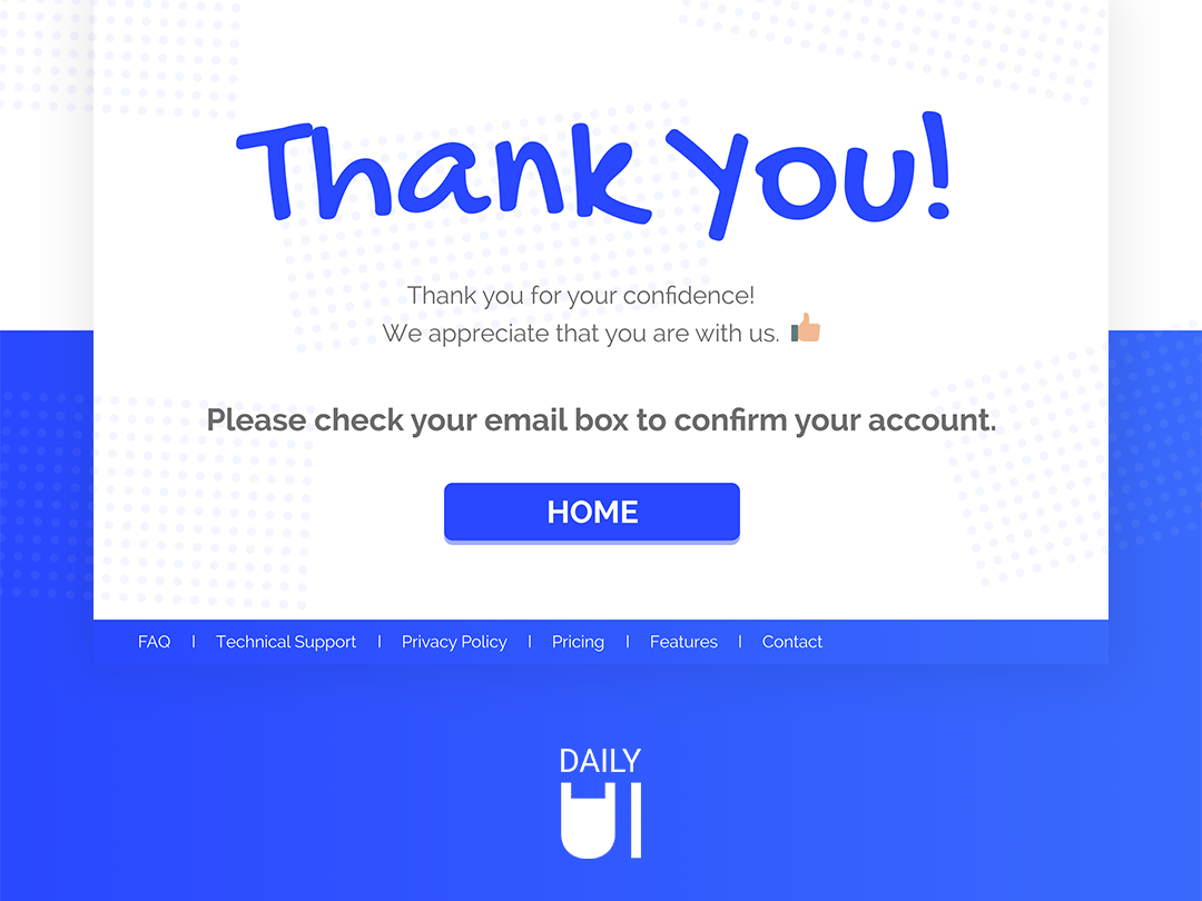 Daily UI Challenge #077 - Thank You by Ľuboš Katunský on Dribbble