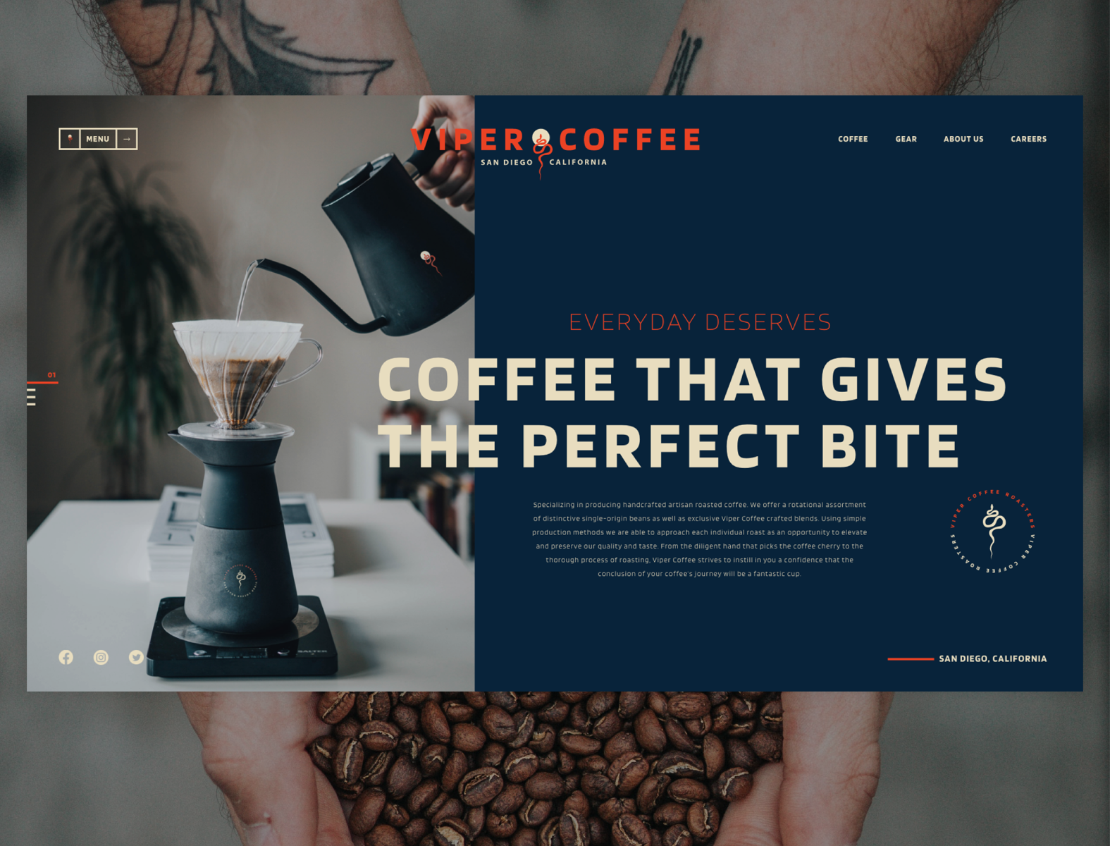 vipercoffee homepage by Erick young on Dribbble