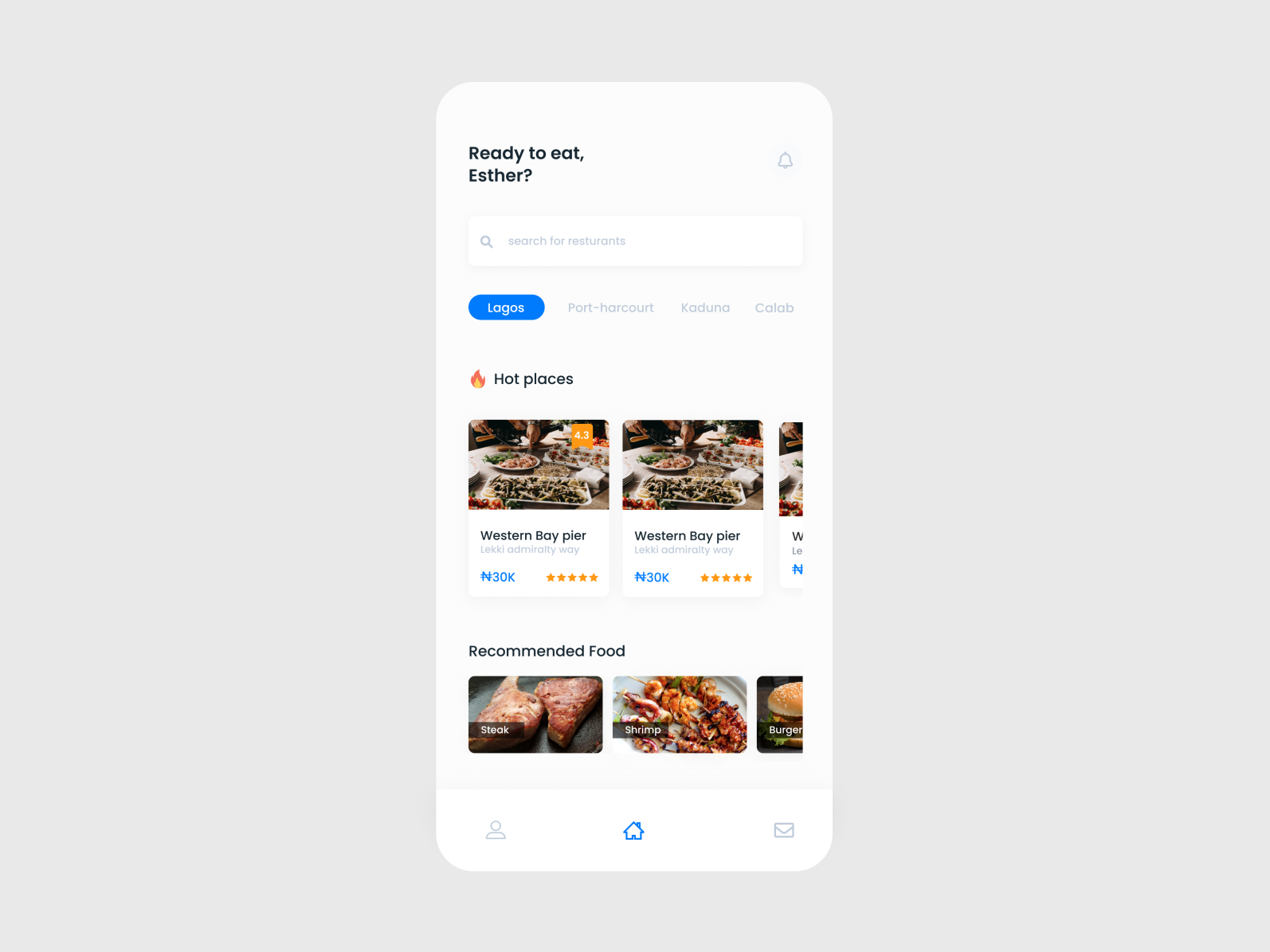 Food app by Cheche Uduma on Dribbble