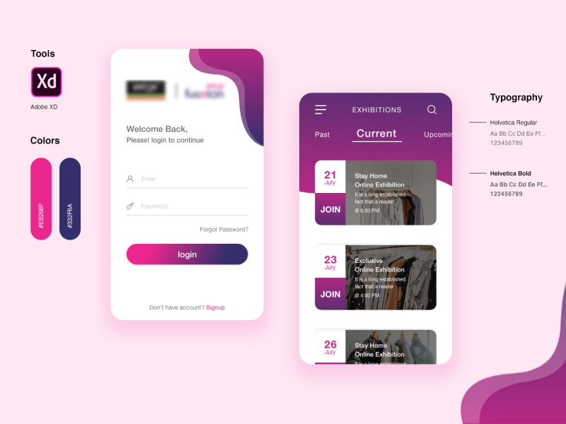 Online Exhibition App Screens by Kinjal Makadiya on Dribbble