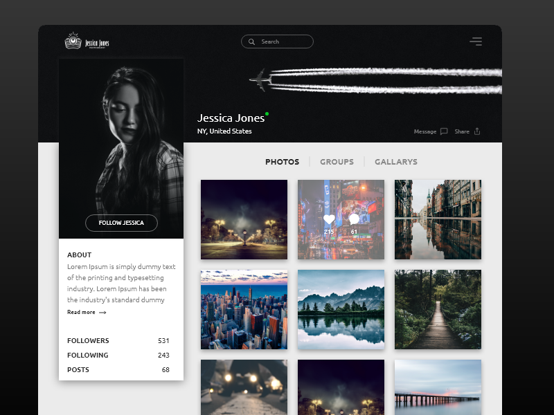 User Profile UI interface. Daily UI 006 by GOLAM KIBRIA on Dribbble