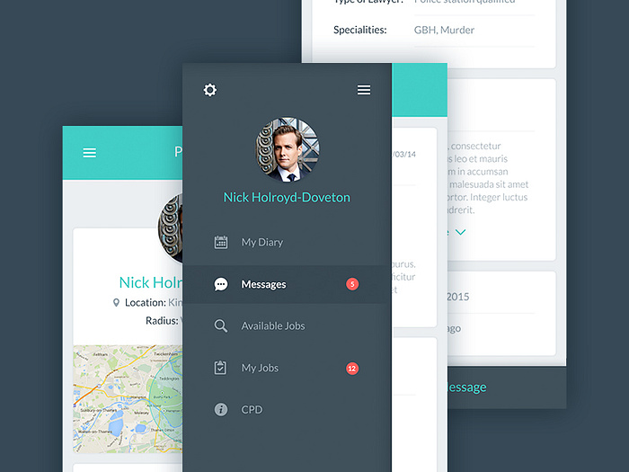 Menu & Profile by Joe Furr on Dribbble