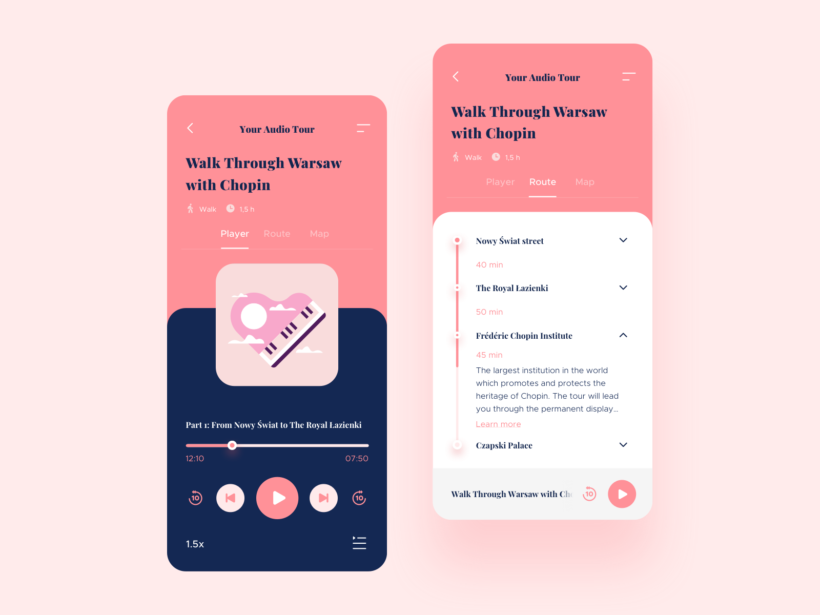 Audio Guides App by Radosław Wałkuski for Artegence on Dribbble