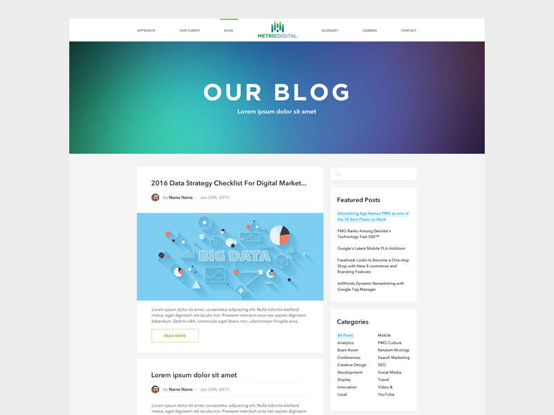 Blog Layout by Hey James! on Dribbble