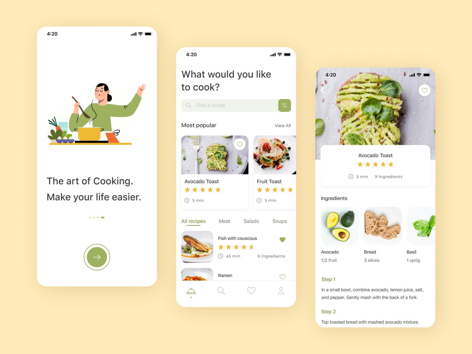 Cooking app - play the prototype on UIGiants.com by Yuliya Lizunova for ...