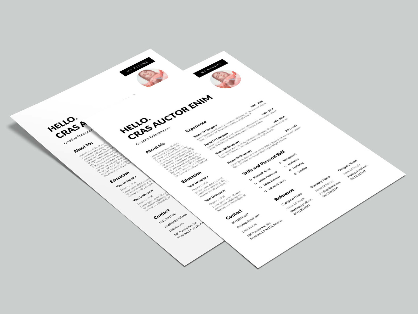 Free Simple Dynamic CV Template by Andy Khan on Dribbble