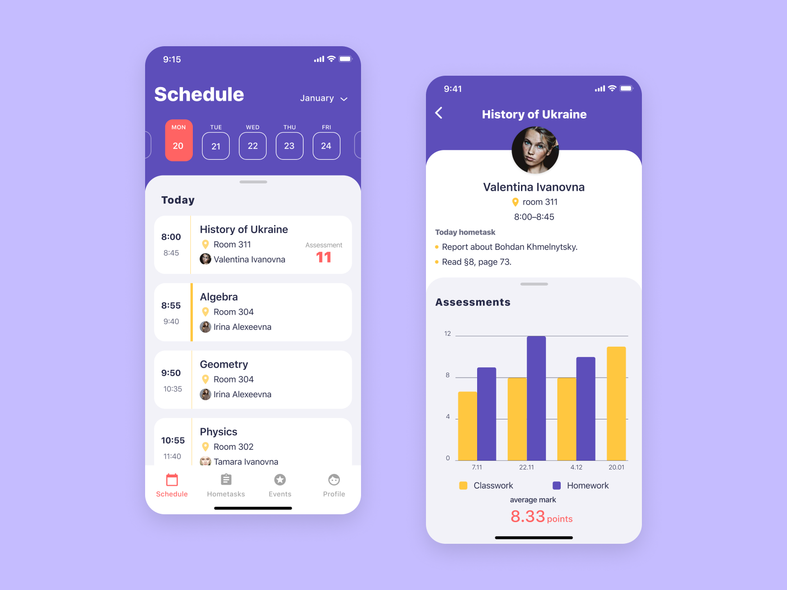 School journal App by Bohdan Bushuiev on Dribbble