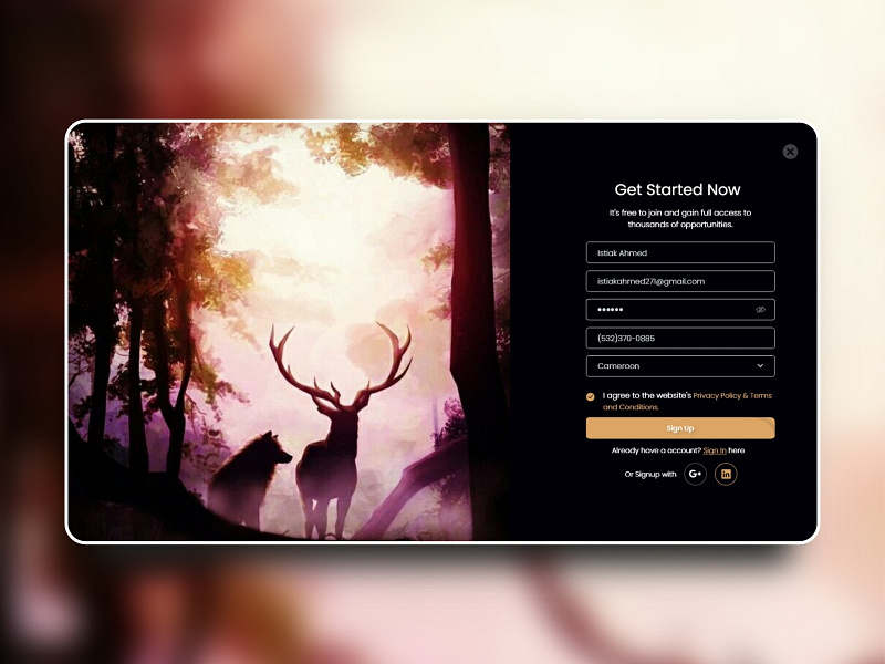 Signup form by Istiak Ahmed on Dribbble
