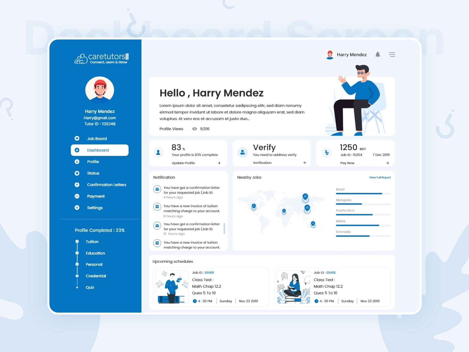 Tutors User Dashboard by Istiak Ahmed on Dribbble