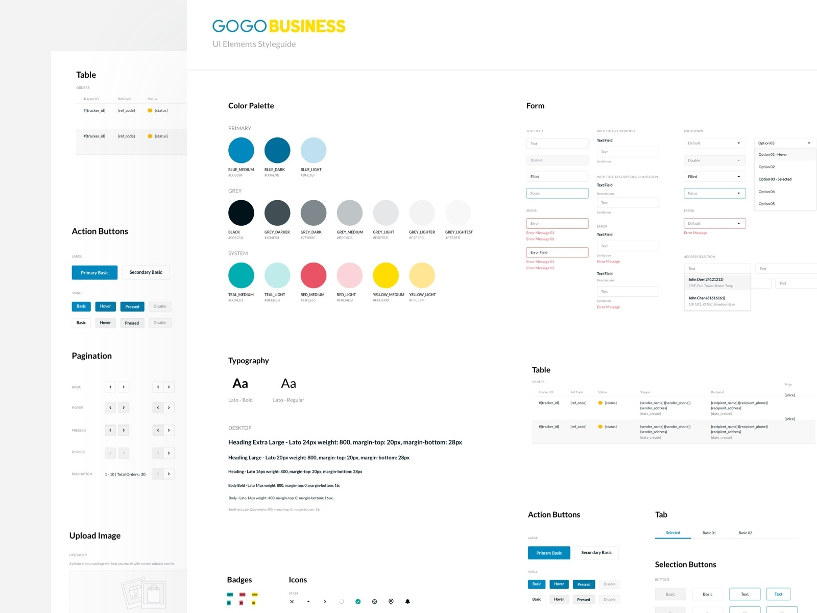 GOGO Business web - UI Styleguide by Cupi Wong for GOGOX on Dribbble