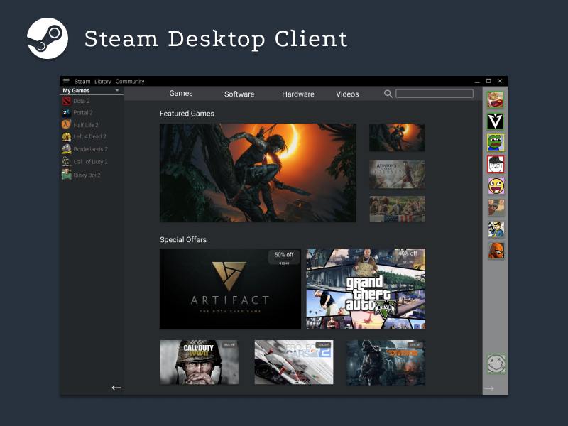 Steam Desktop Client Redesign by Emily Zhang on Dribbble