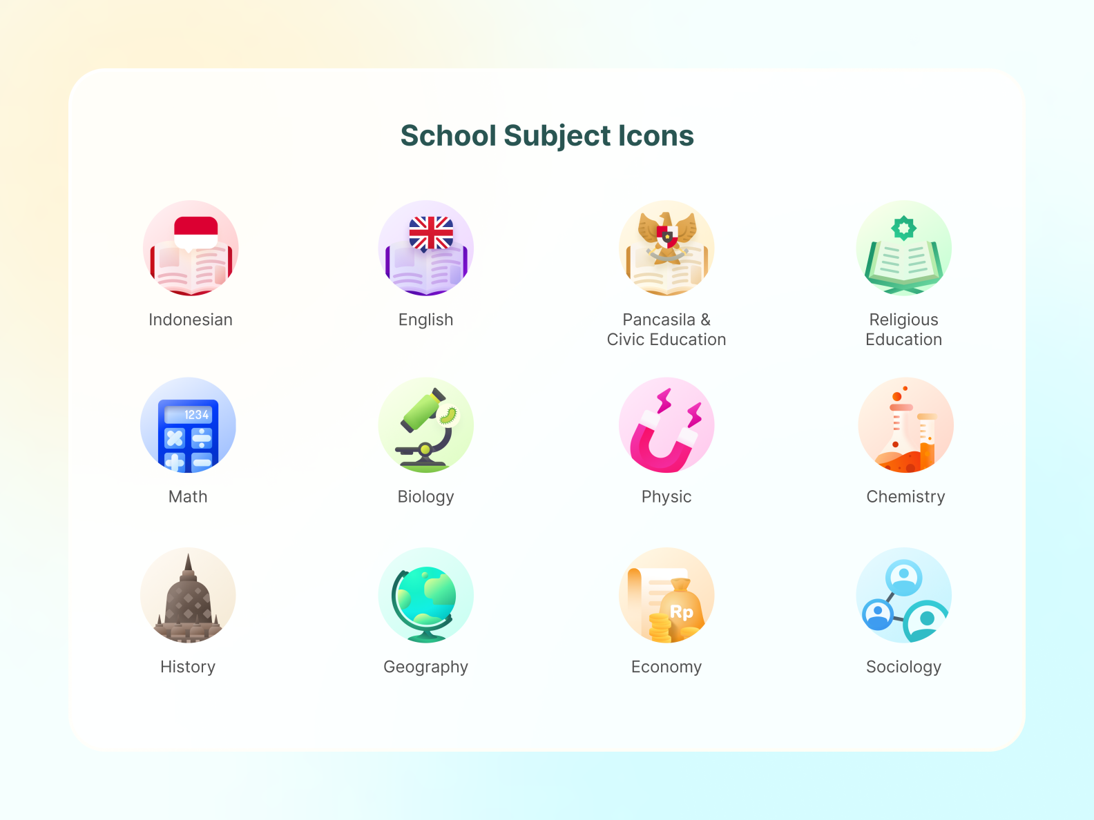 School Subject Icons by Afifah Noviani on Dribbble