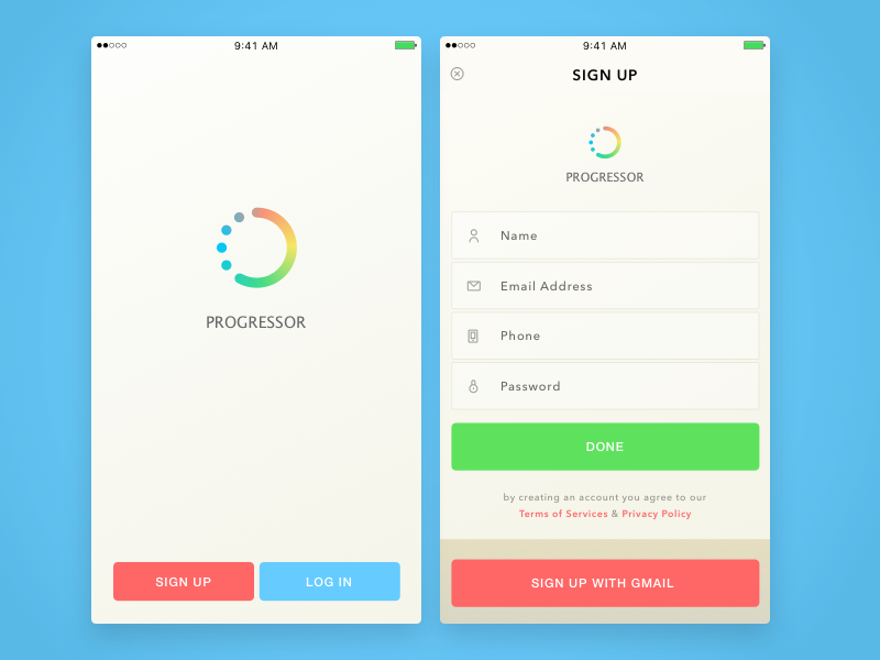 Progressor App LogIn by Wajahat Ali on Dribbble