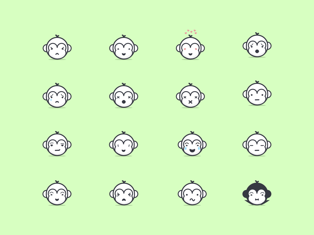 Dribbble - monkey_faces.png by Marcelo Barros