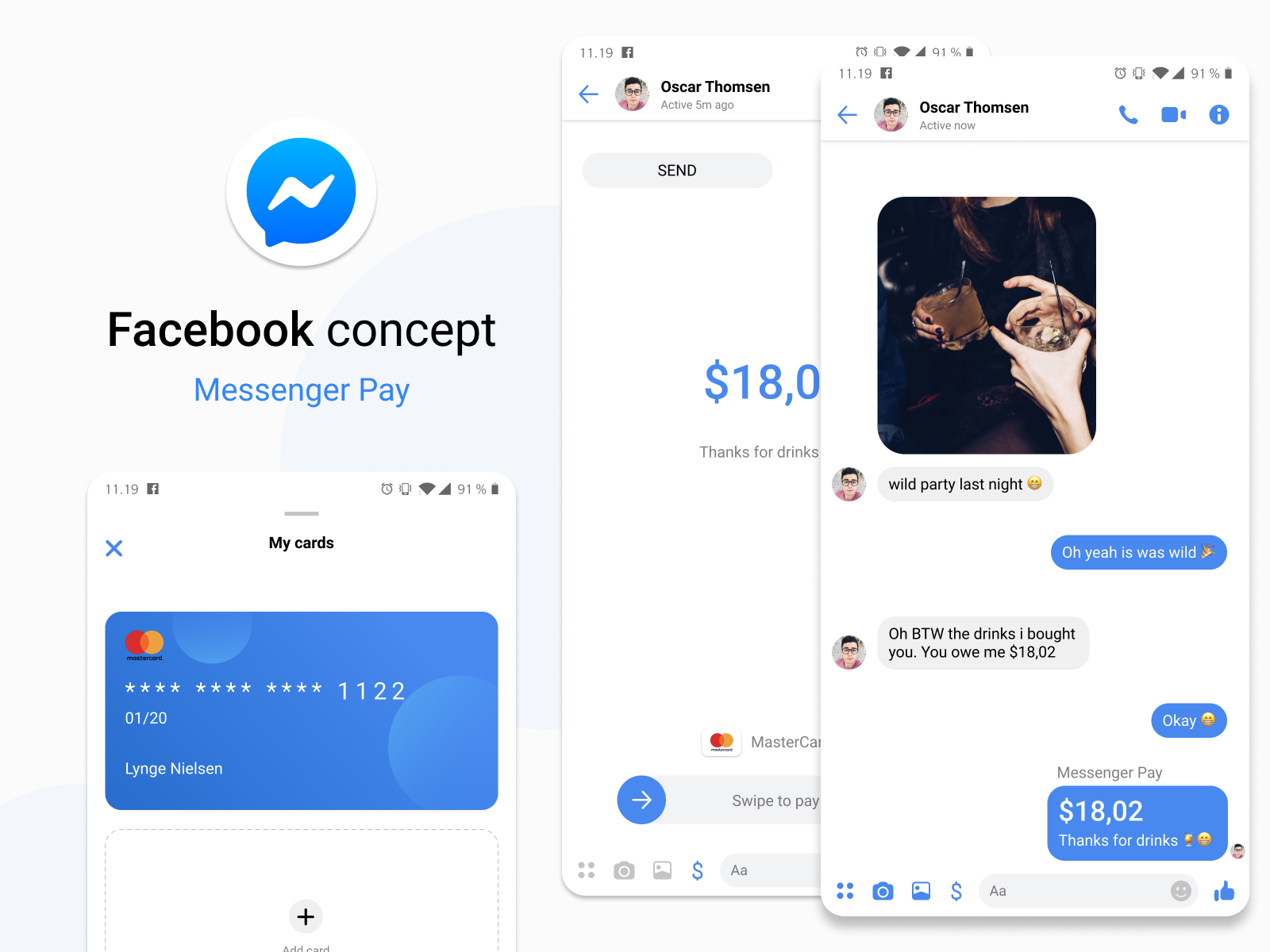 Facebook Messenger Pay Concpt Rebound by Lynge Nielsen on Dribbble