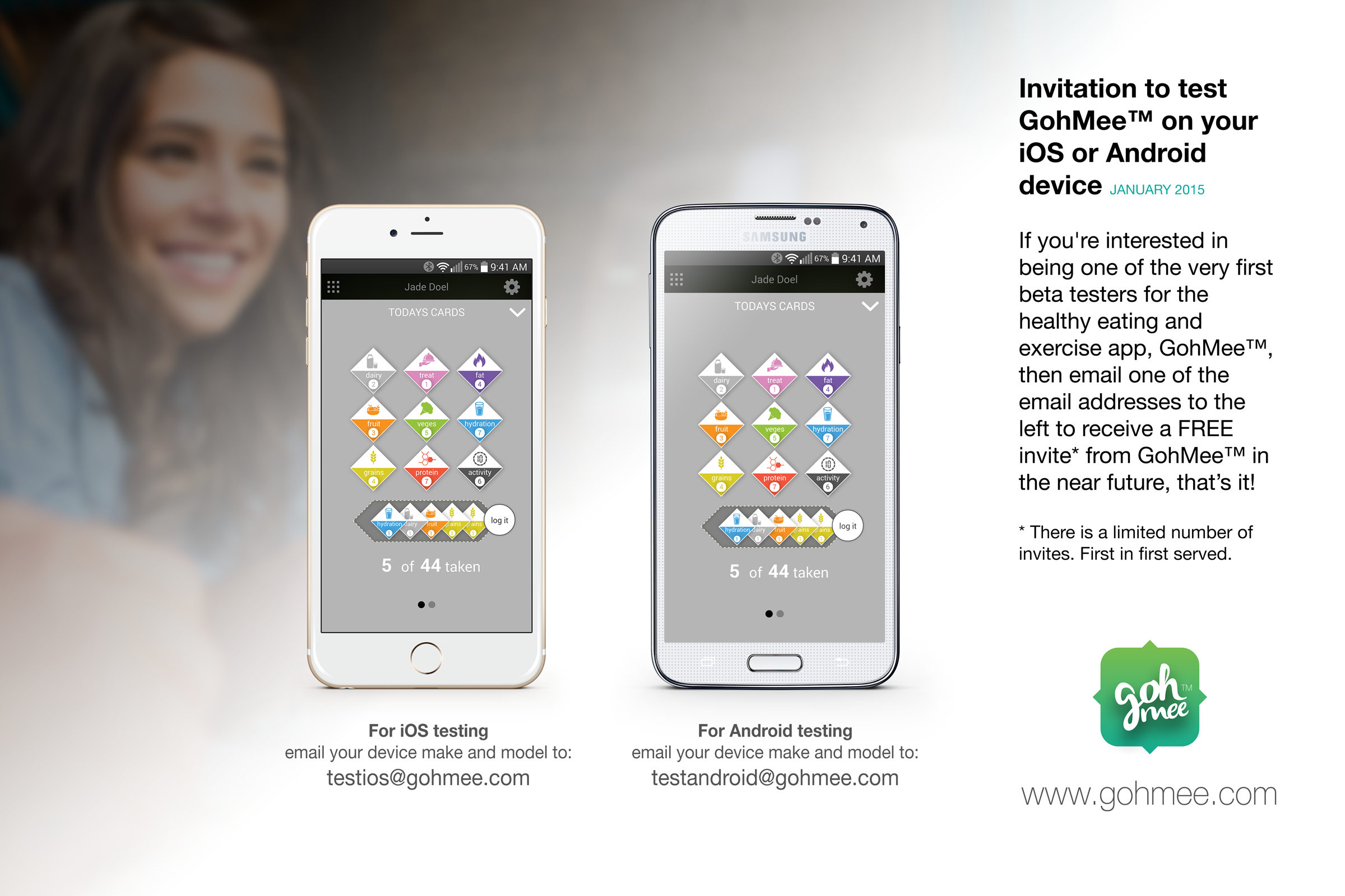 Invitation to Beta Test GohMee™ by Jade Doel on Dribbble