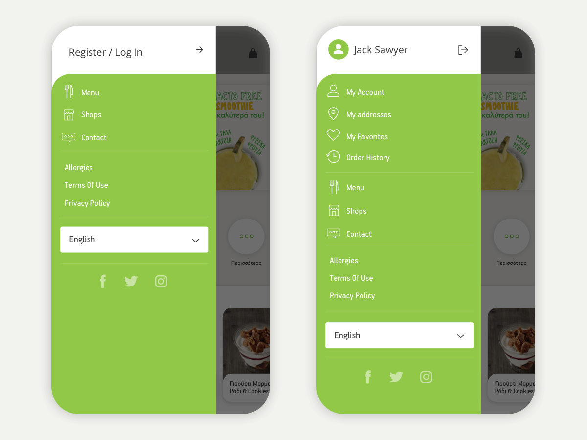 Side Menu by Kat Dale on Dribbble