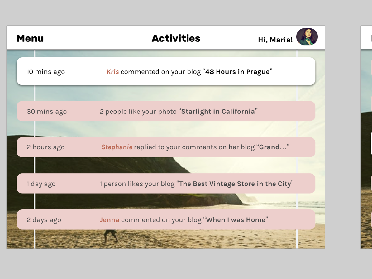 Activity Feed Design by Cici Yang on Dribbble