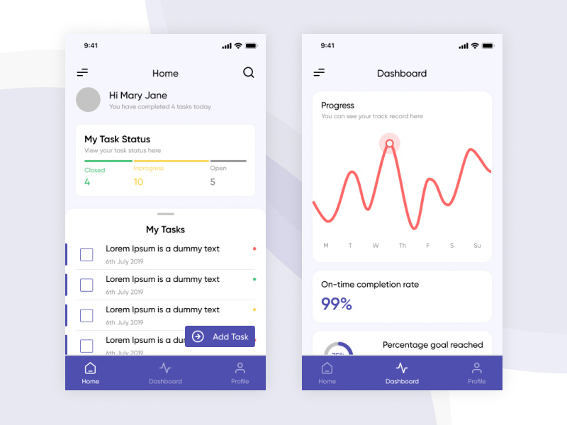 Task management concept UI by Shrinidhi Gour on Dribbble