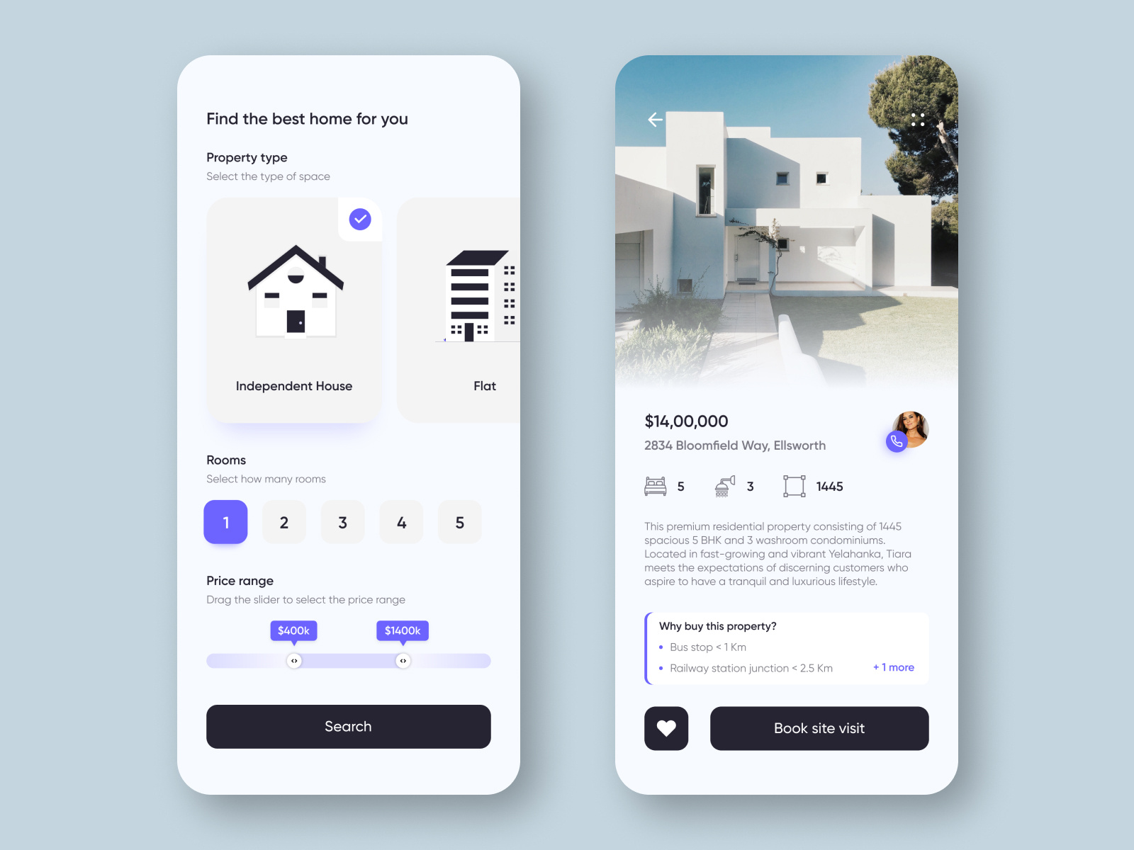 Real estate concept UI by Shrinidhi Gour on Dribbble