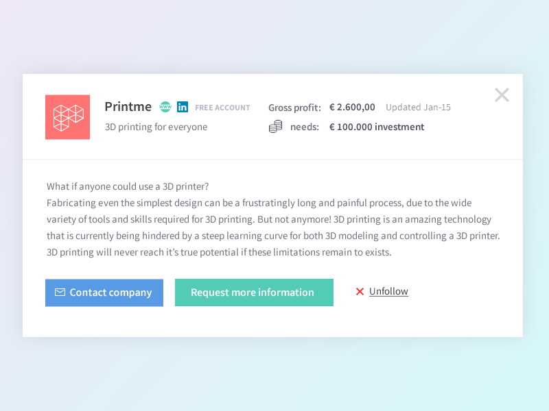 Company information UI detail by Daria Nepriakhina on Dribbble
