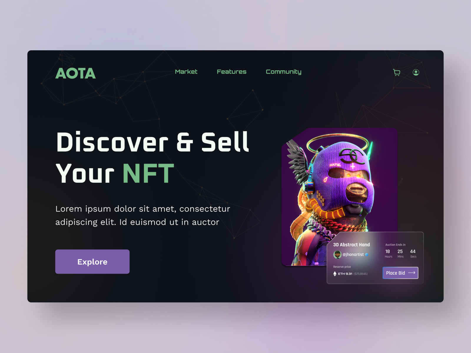 NFT Web Landing Page Hero Section - UI/UX by Noman Rifat on Dribbble